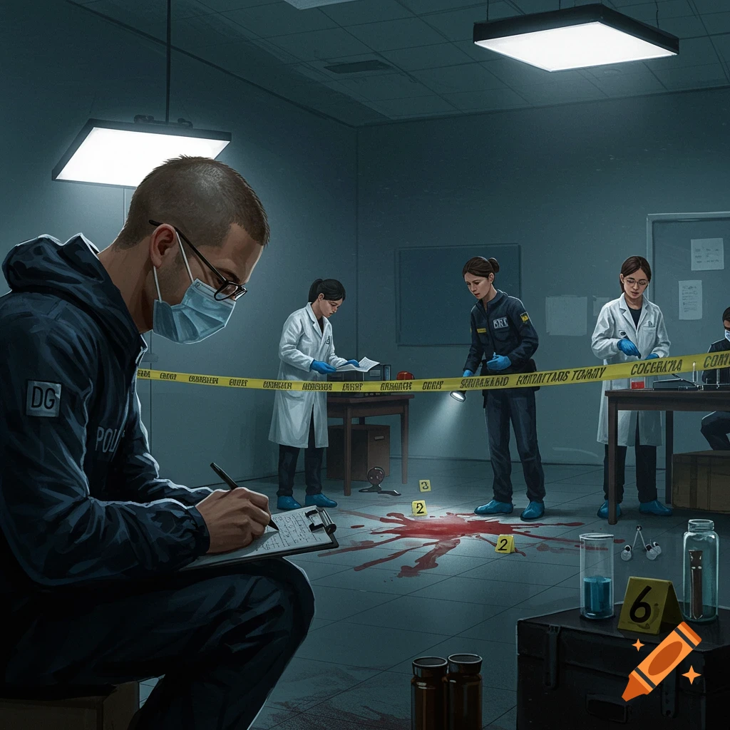 Forensics team working on a case on Craiyon