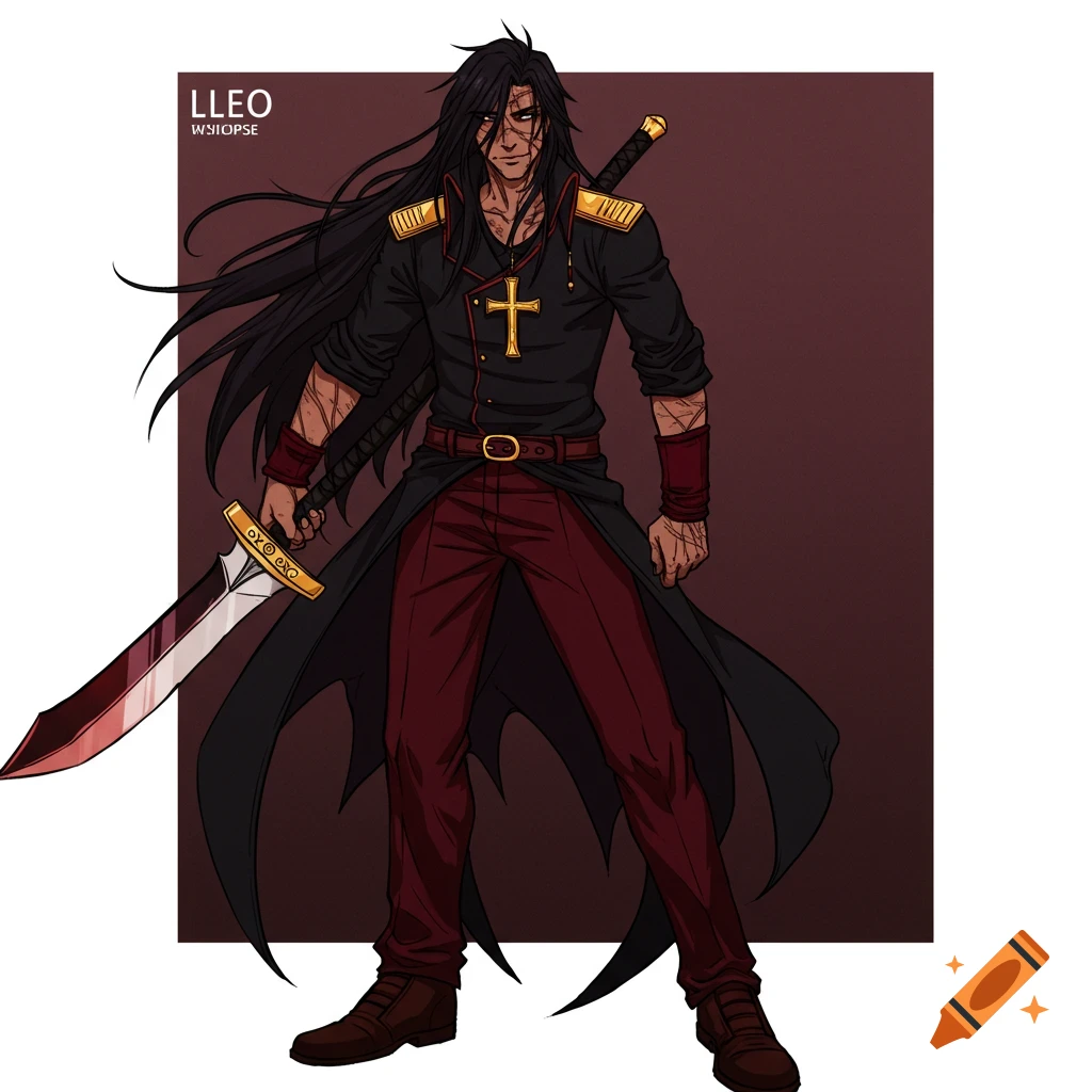 Anime character, Reaper Eclipse, with black hair, purple eyes and scars ...