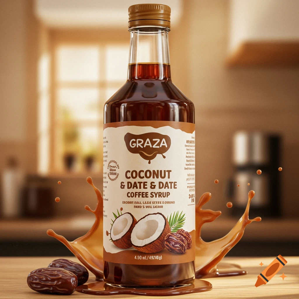 A photorealistic image of a coffee creamer bottle exploding with liquid ...