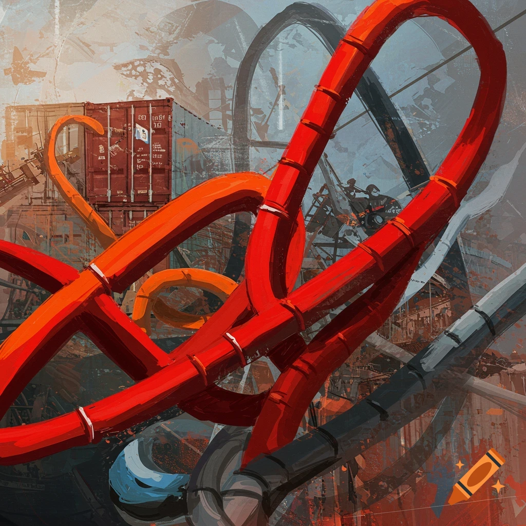 Abstract painting of Trade War on Craiyon