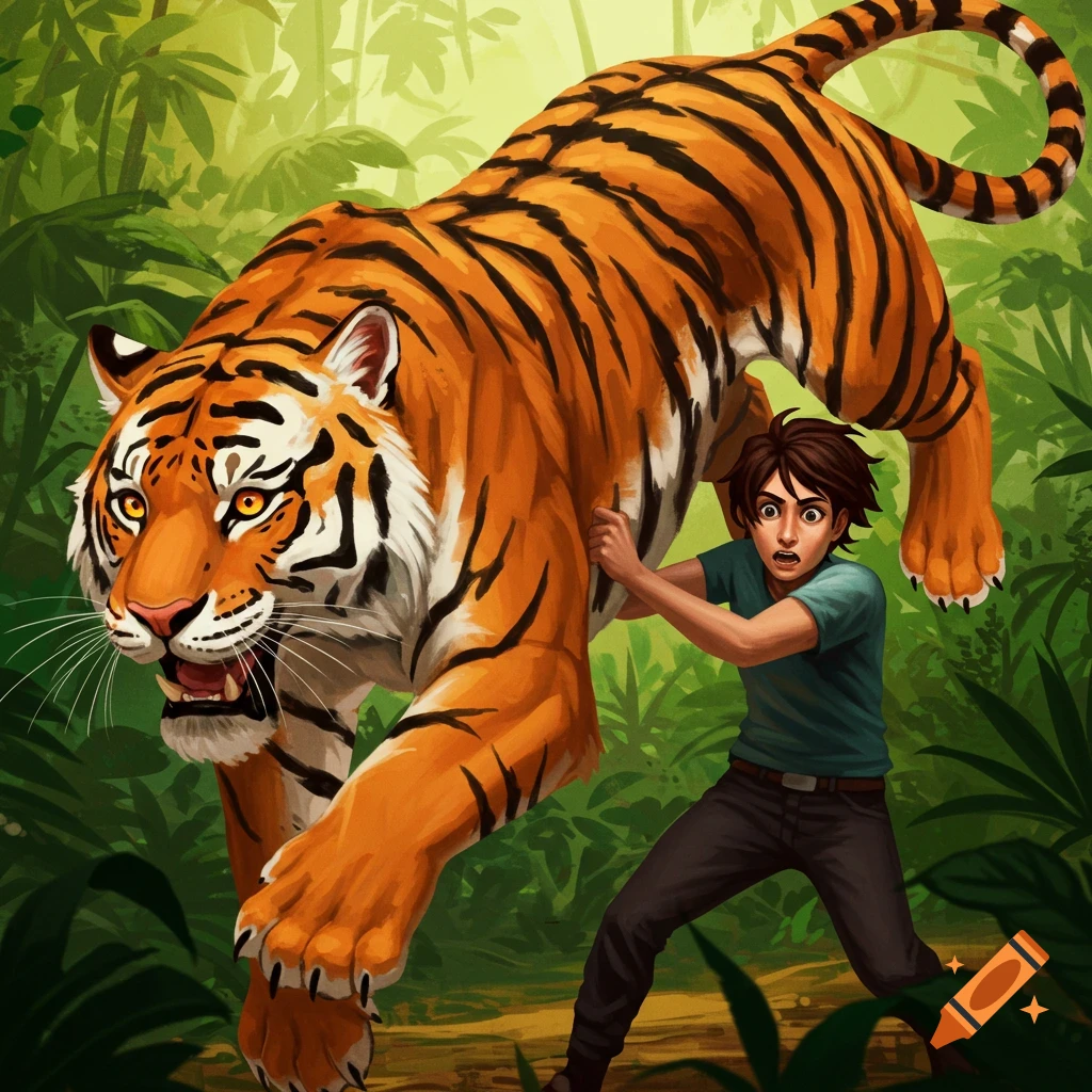 Controlling a tiger by the tail on Craiyon