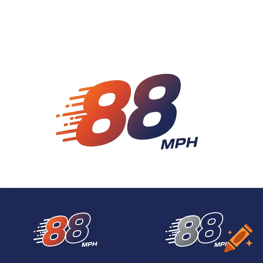 Logo for 88 MPH featuring stylized numbers and speed lines in orange ...
