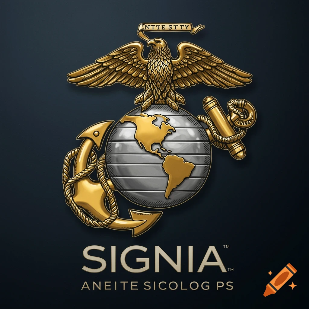 Marine Corps emblem with anesthesiologist and Signia logo on Craiyon