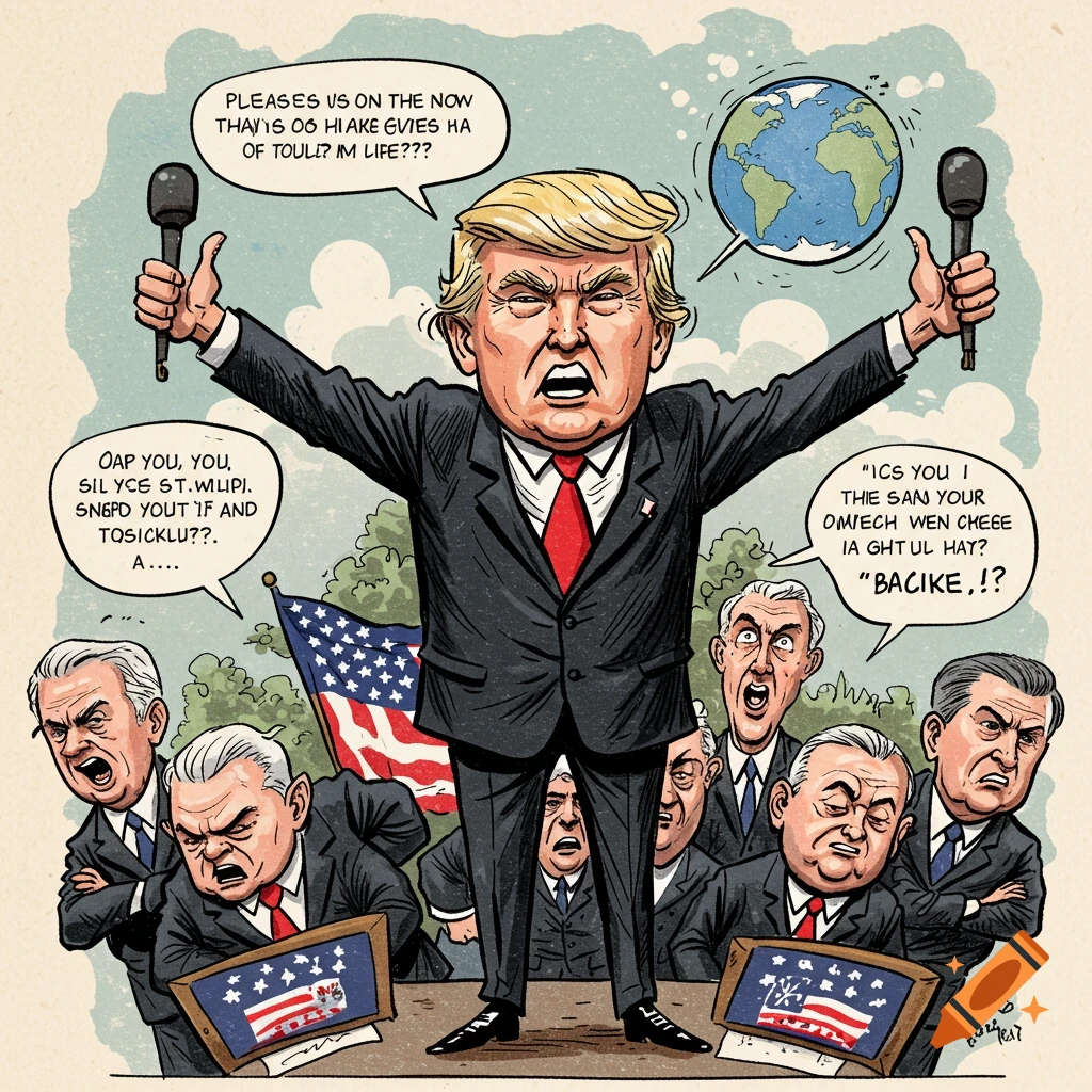 Satirical political cartoon of the American political landscape with ...