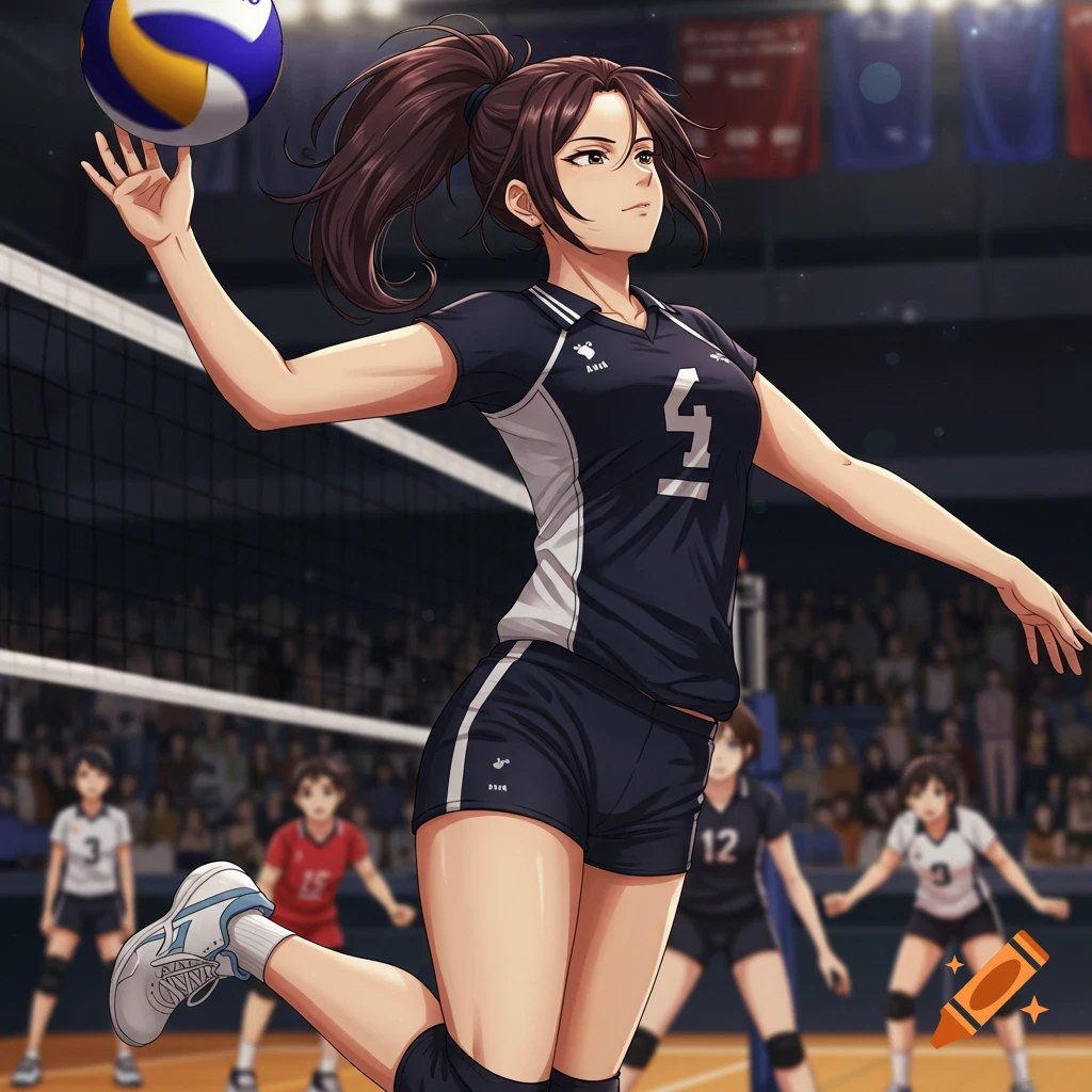 Brunette volleyball player on Craiyon
