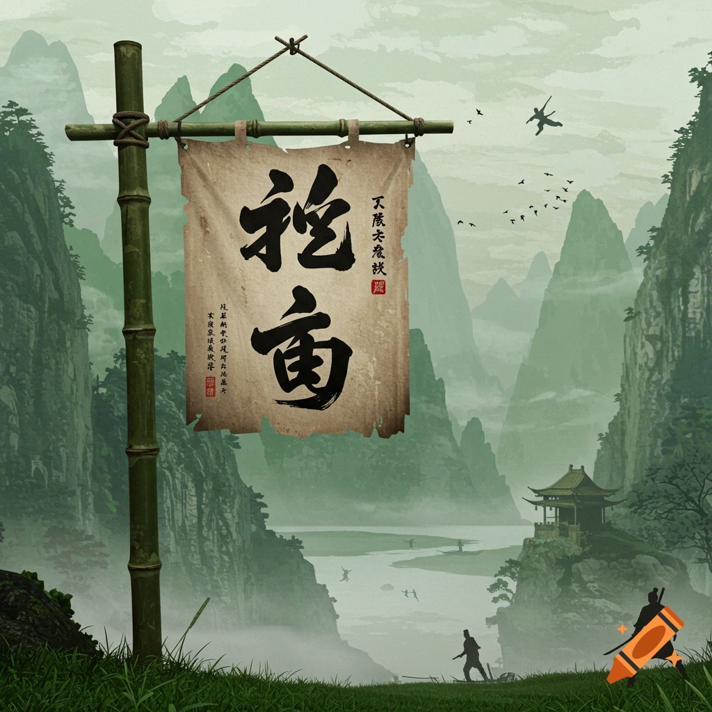 Jin Yong-style martial arts image with the words 'Guilin Report' on Craiyon