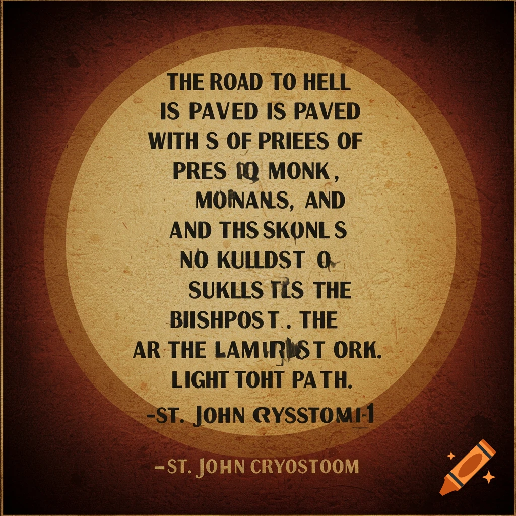 The road to hell is paved with the bones of priests quote on Craiyon