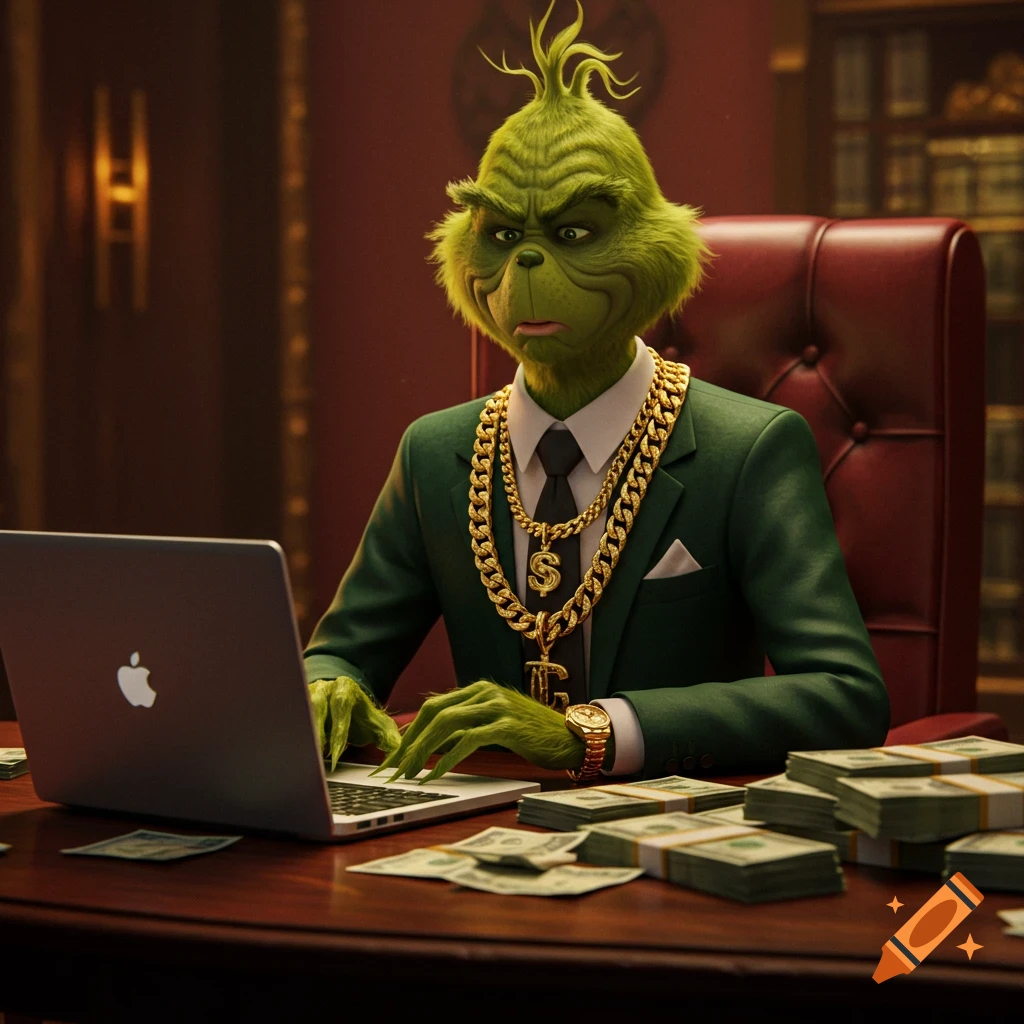 Grinch with Mickey Mouse ears dressed as a samurai holding katana ...