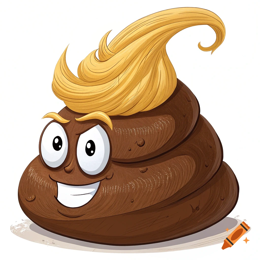 Poo emoji with Donald Trump's hair and eyes on Craiyon