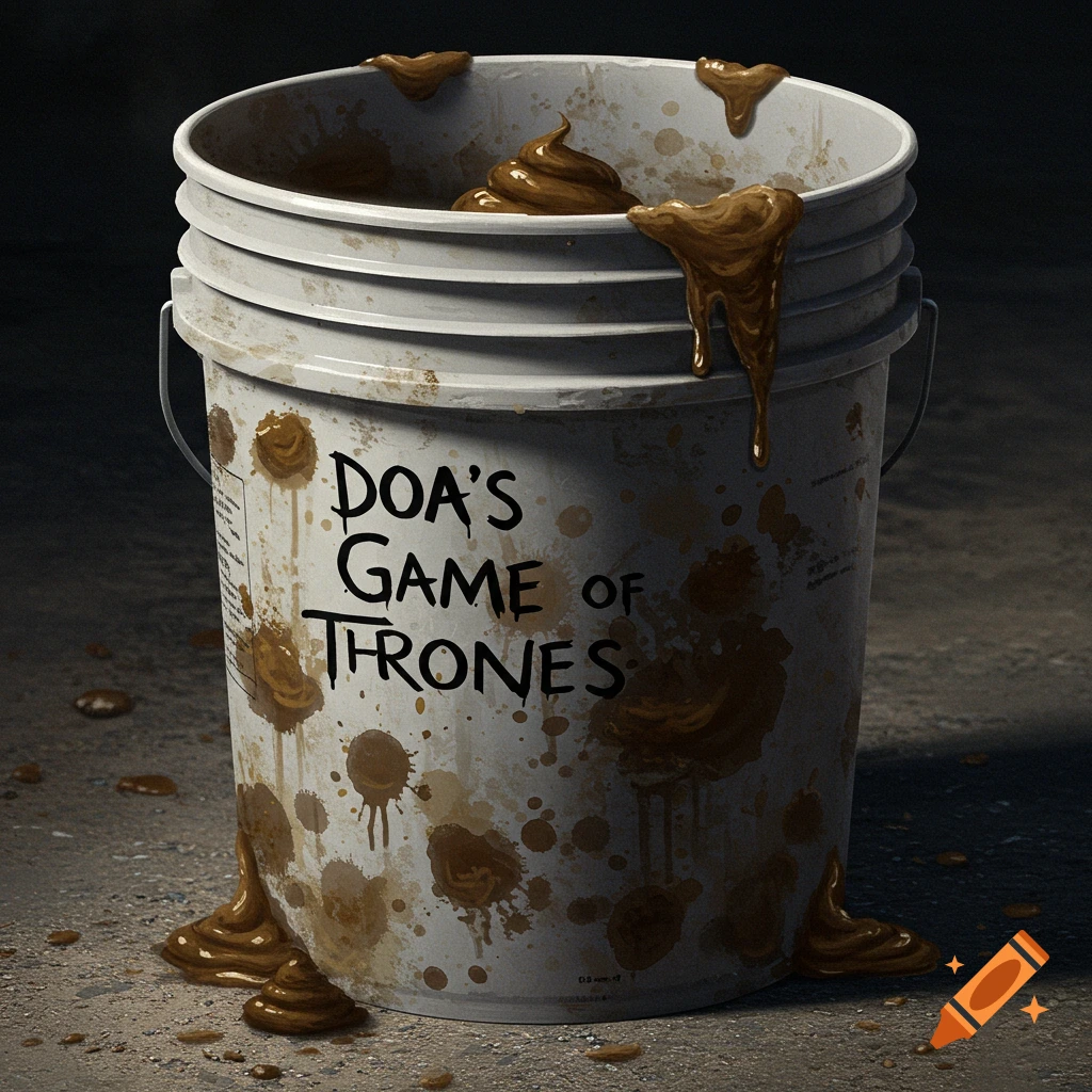 5 gallon bucket with brown stains and "DOA's Game of Thrones" text on ...