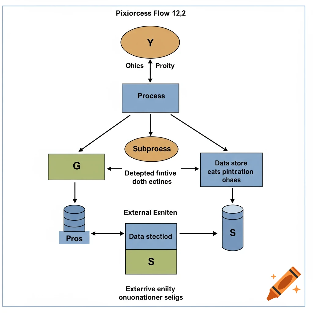 Diagram of circle, rectangle, rounded corners, arrow, square on Craiyon