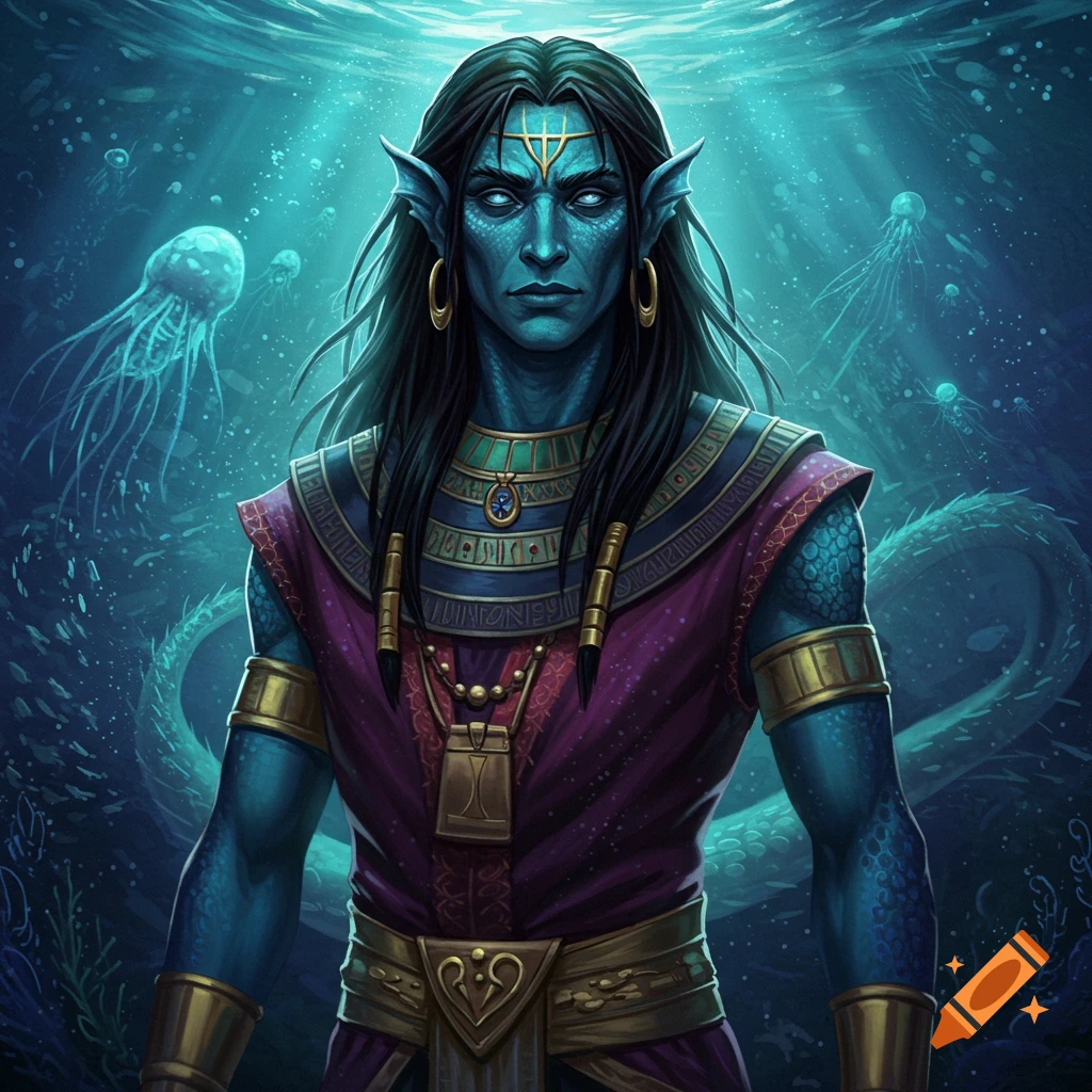 Horus, ancient Egyptian god depicted with falcon head on Craiyon