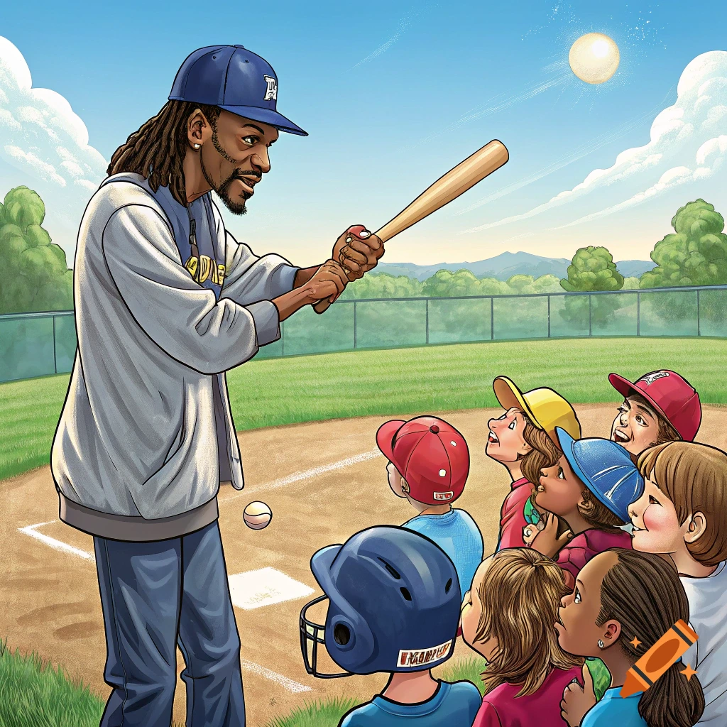 Snoop Dogg teaches a group of diverse children how to play baseball on ...