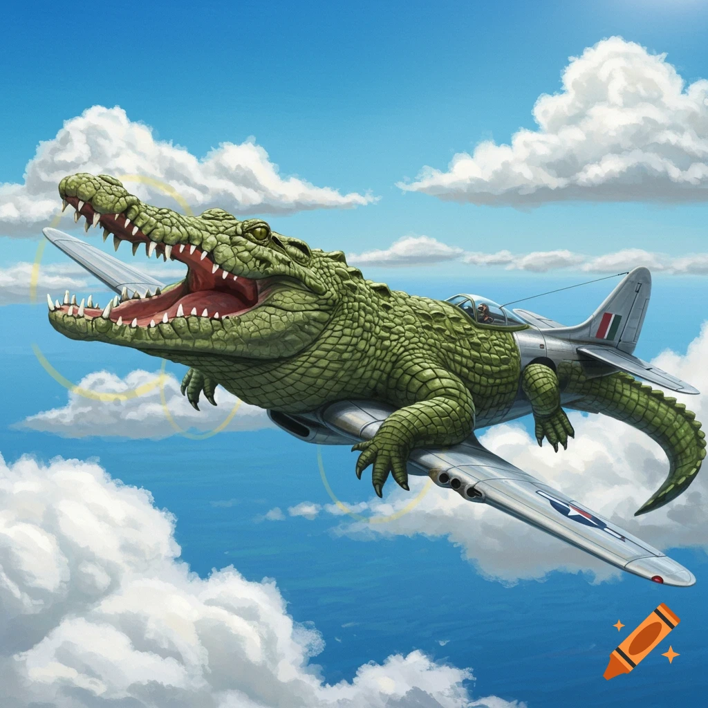 Plane with a crocodile head on Craiyon