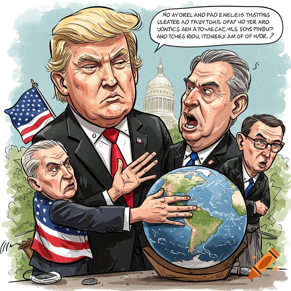 Satirical political cartoon of the American political landscape with ...