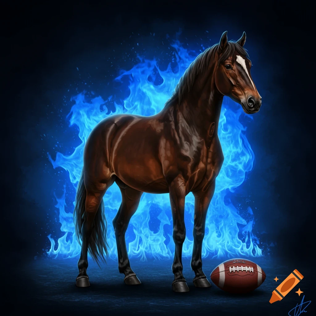 A very high detailed vision of a black horse with fire from its feet ...