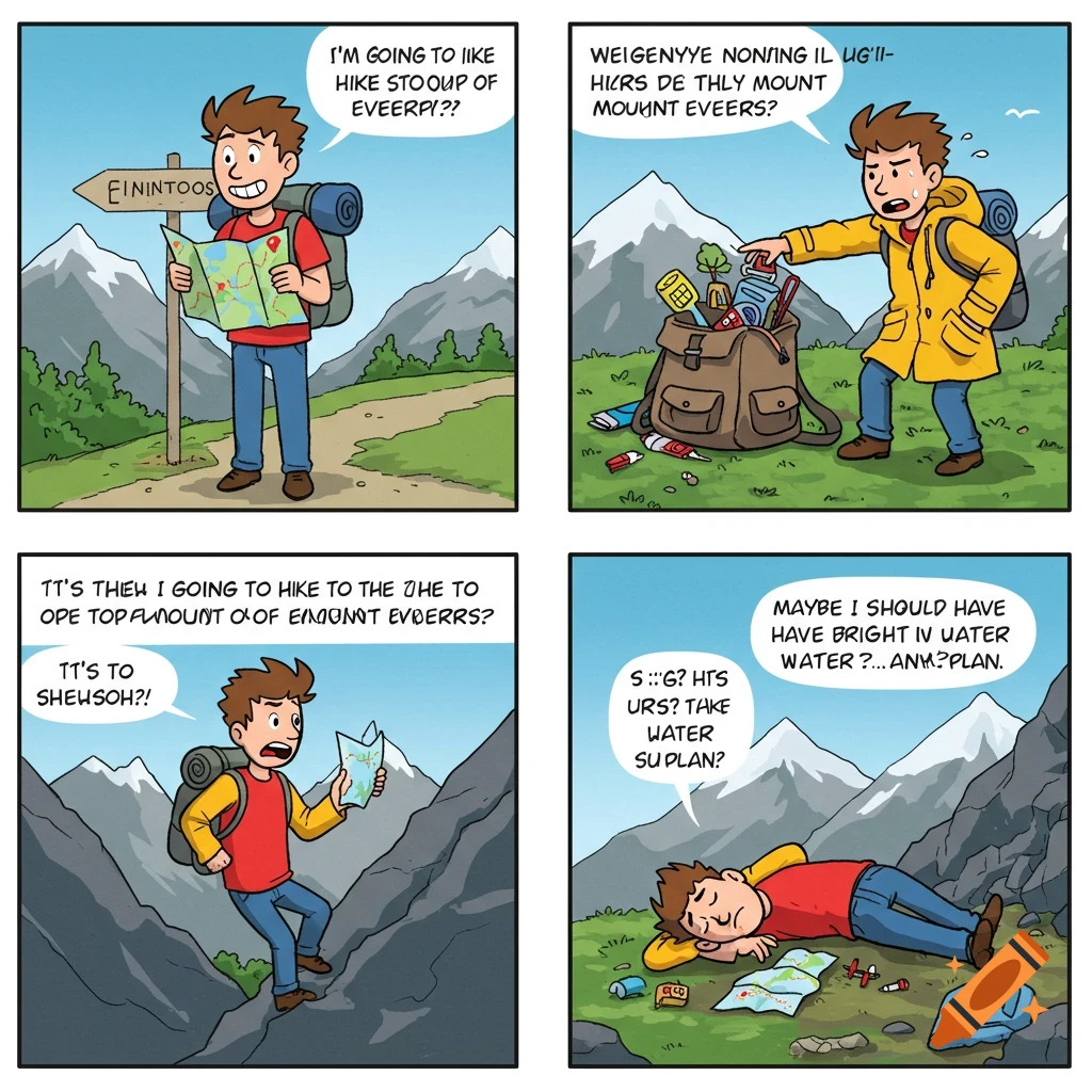 Comic illustrating the meaning of impetuous on Craiyon