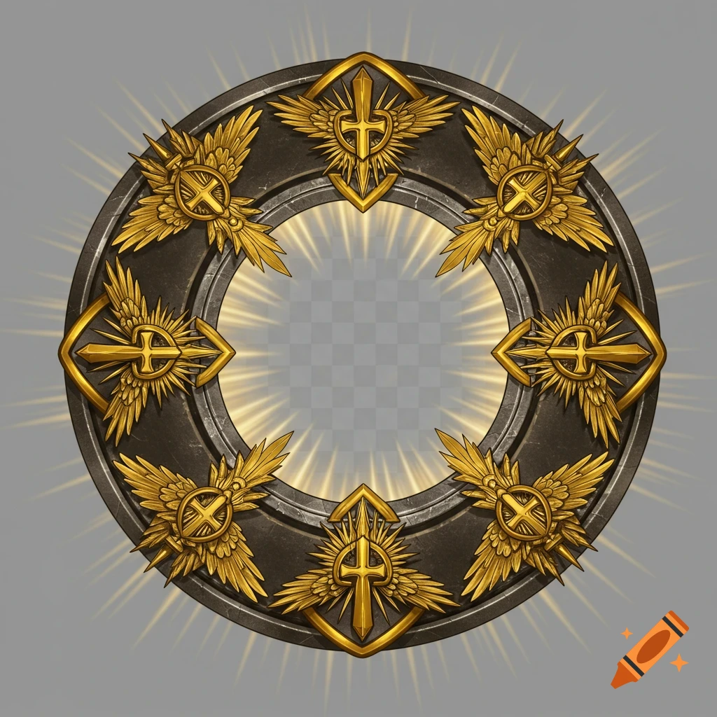 Emblem design featuring white lotus with golden/silver halo and Greek ...