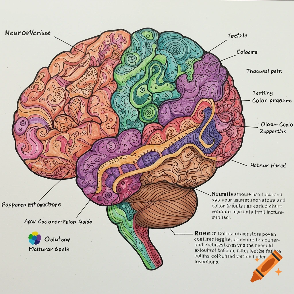 Neurodiverse brain coloring page on Craiyon