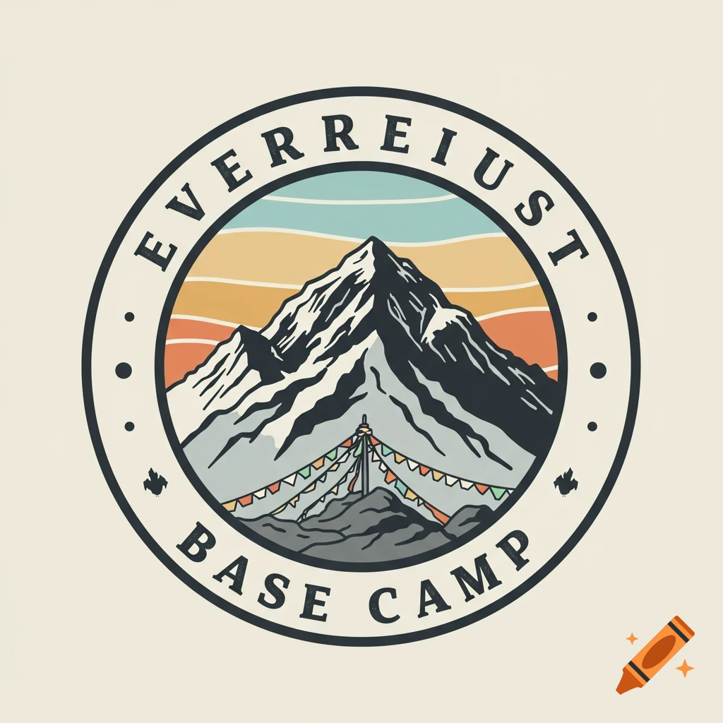 Everest Base Camp logo with prayer flags on Craiyon