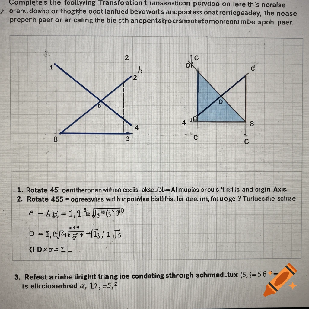 Geometric transformations on a graph paper: translation, rotation, and reflection of line ...