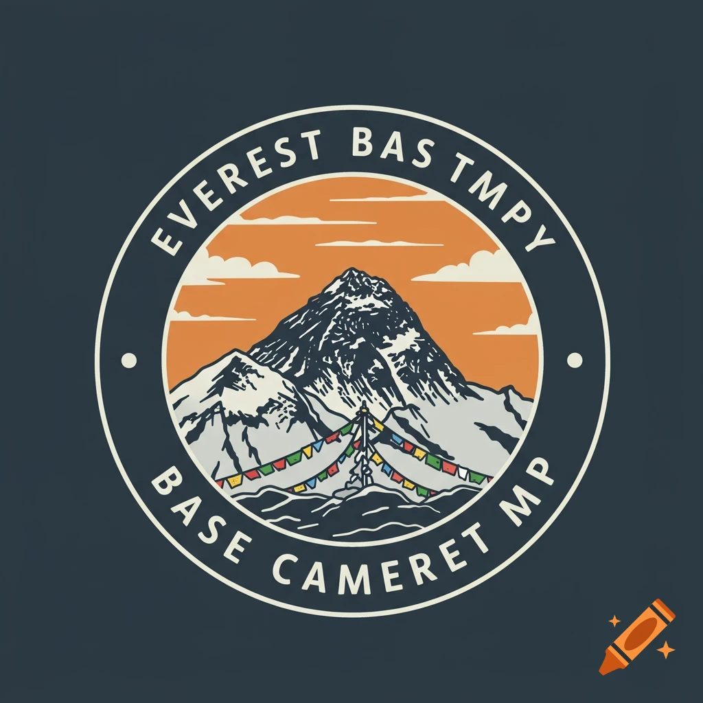 Everest Base Camp logo with prayer flags on Craiyon
