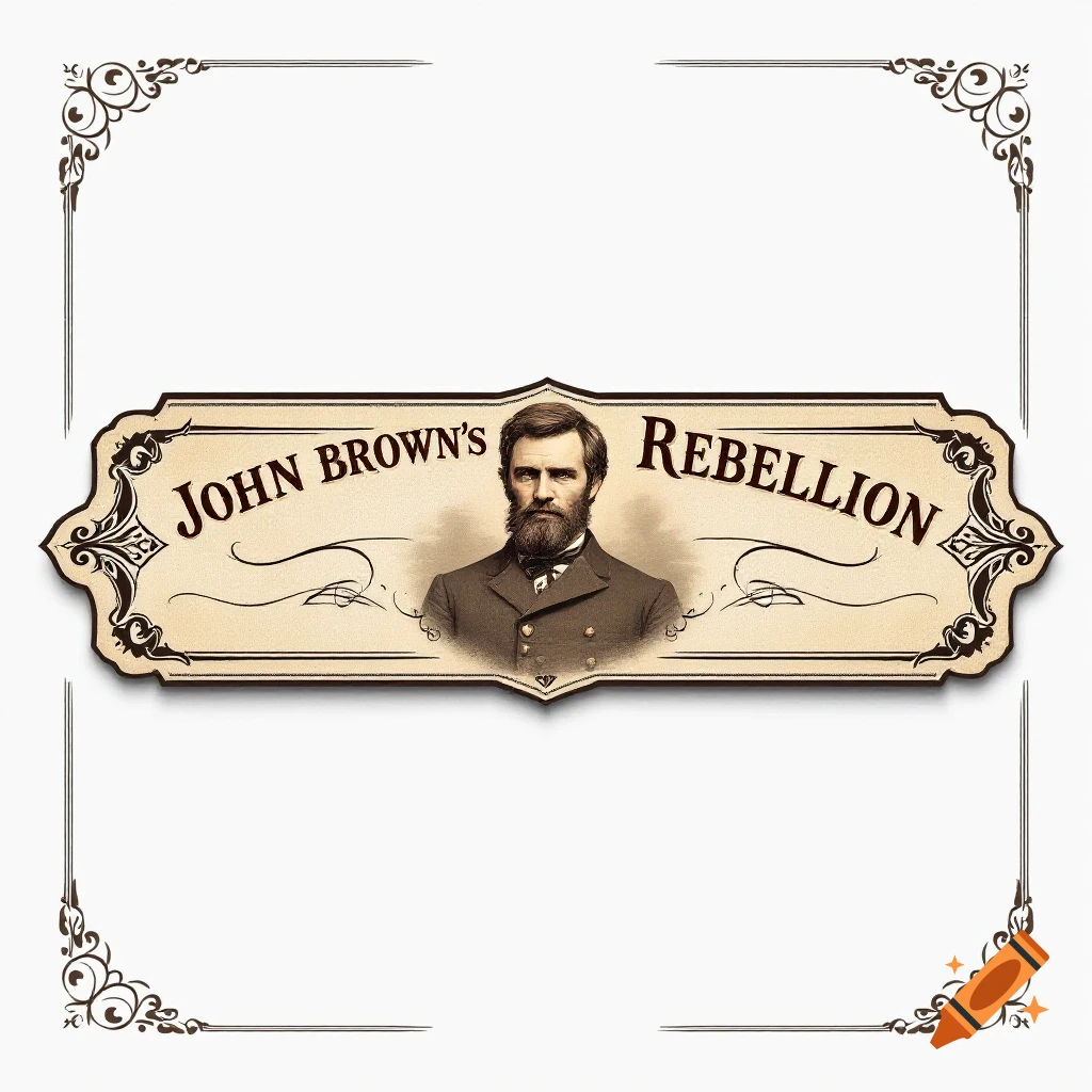 A vintage label design featuring a portrait of John Brown and the text "John Brown's Rebellion ...