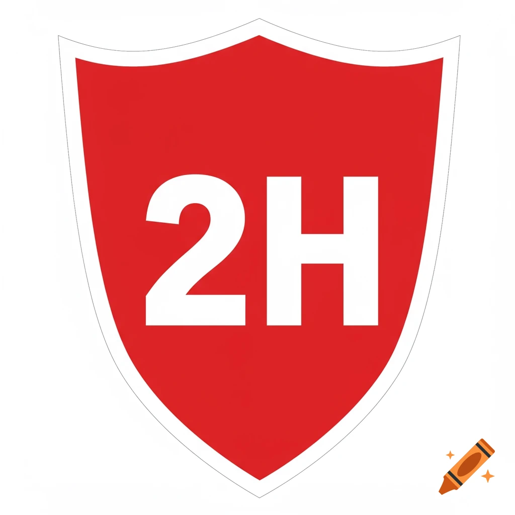 Soccer league shield logo with 2H text on Craiyon