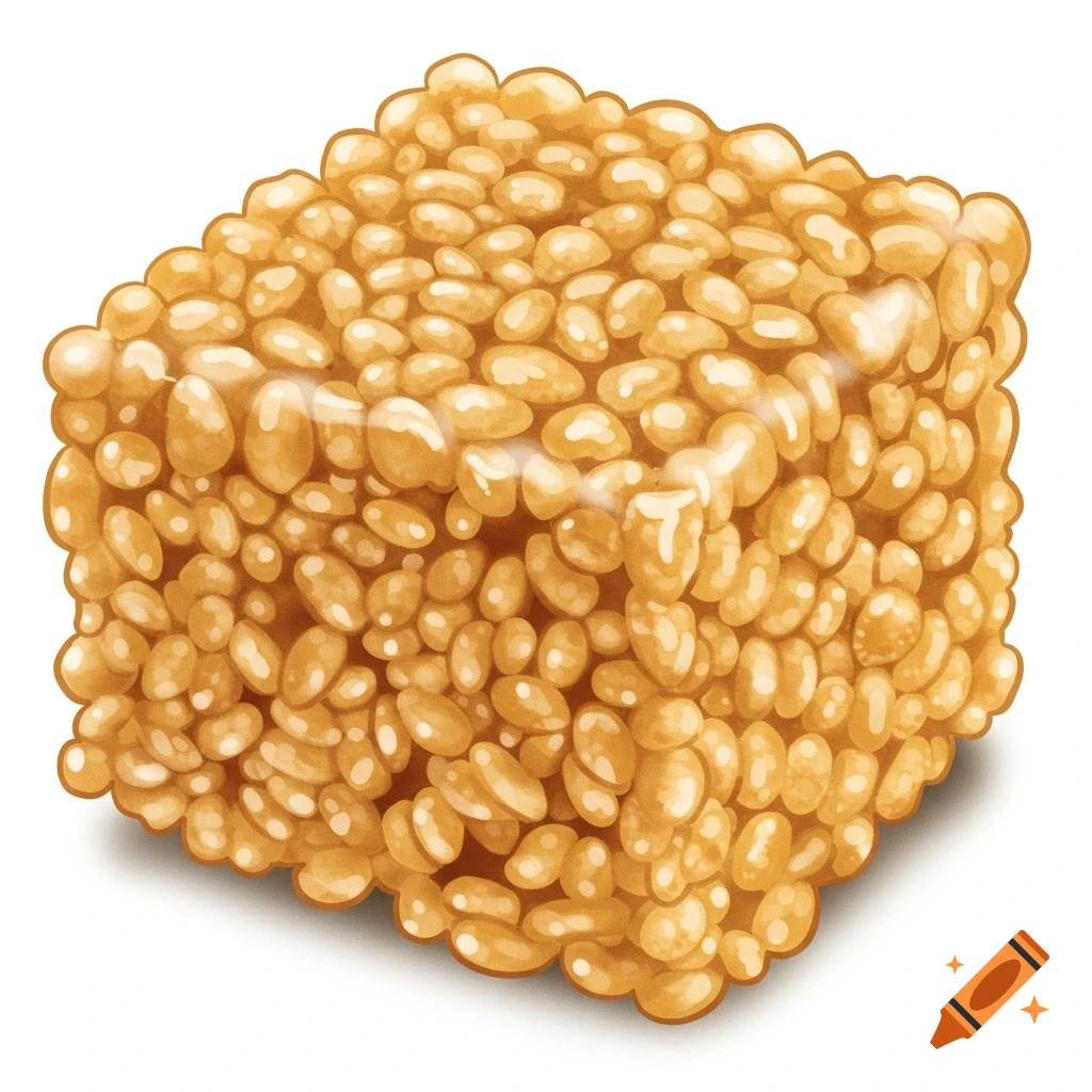 A close-up illustration of a rice krispie treat cube. on Craiyon