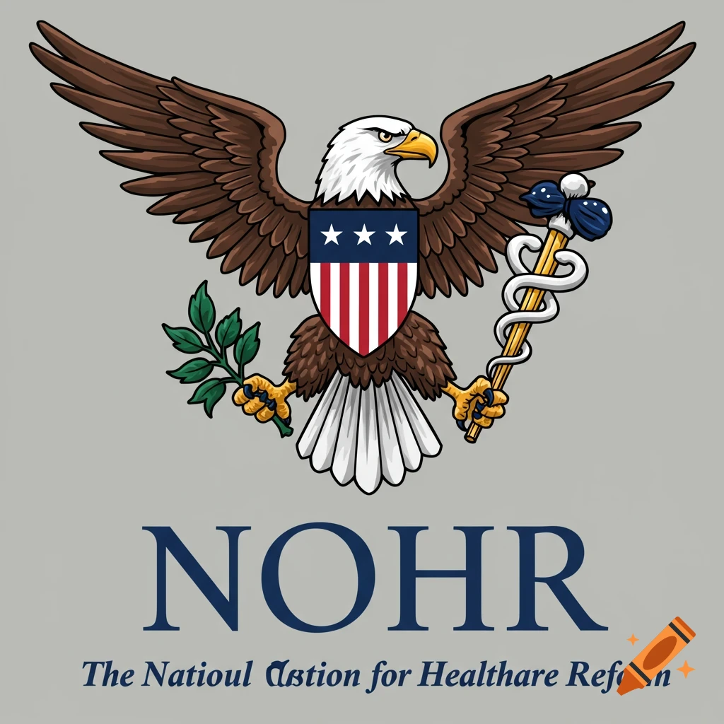 NOHR logo: American bald eagle holding the rod of asclepius, emblem ...