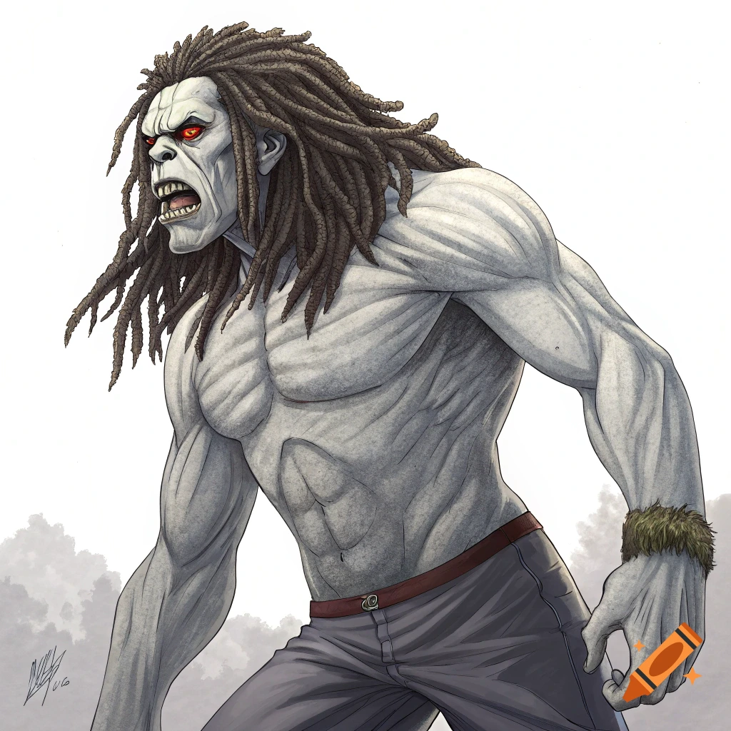 Drawing of a character with features inspired by Bob Marley, David ...