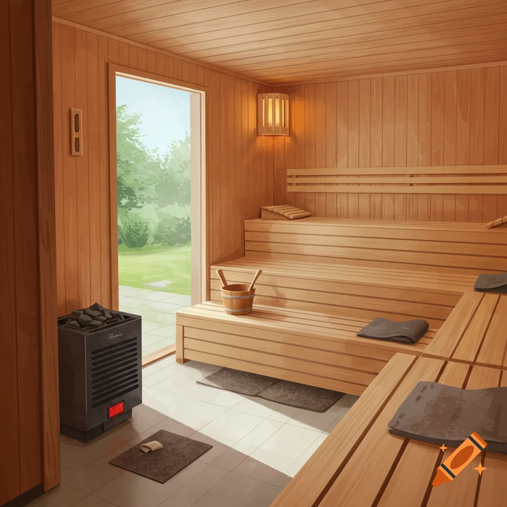 Twin girls relaxing in a sauna on Craiyon