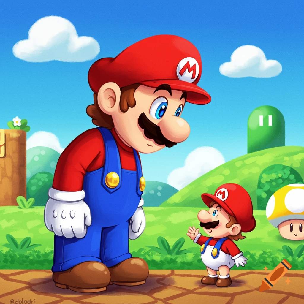 Mario with Baby Mario on Craiyon