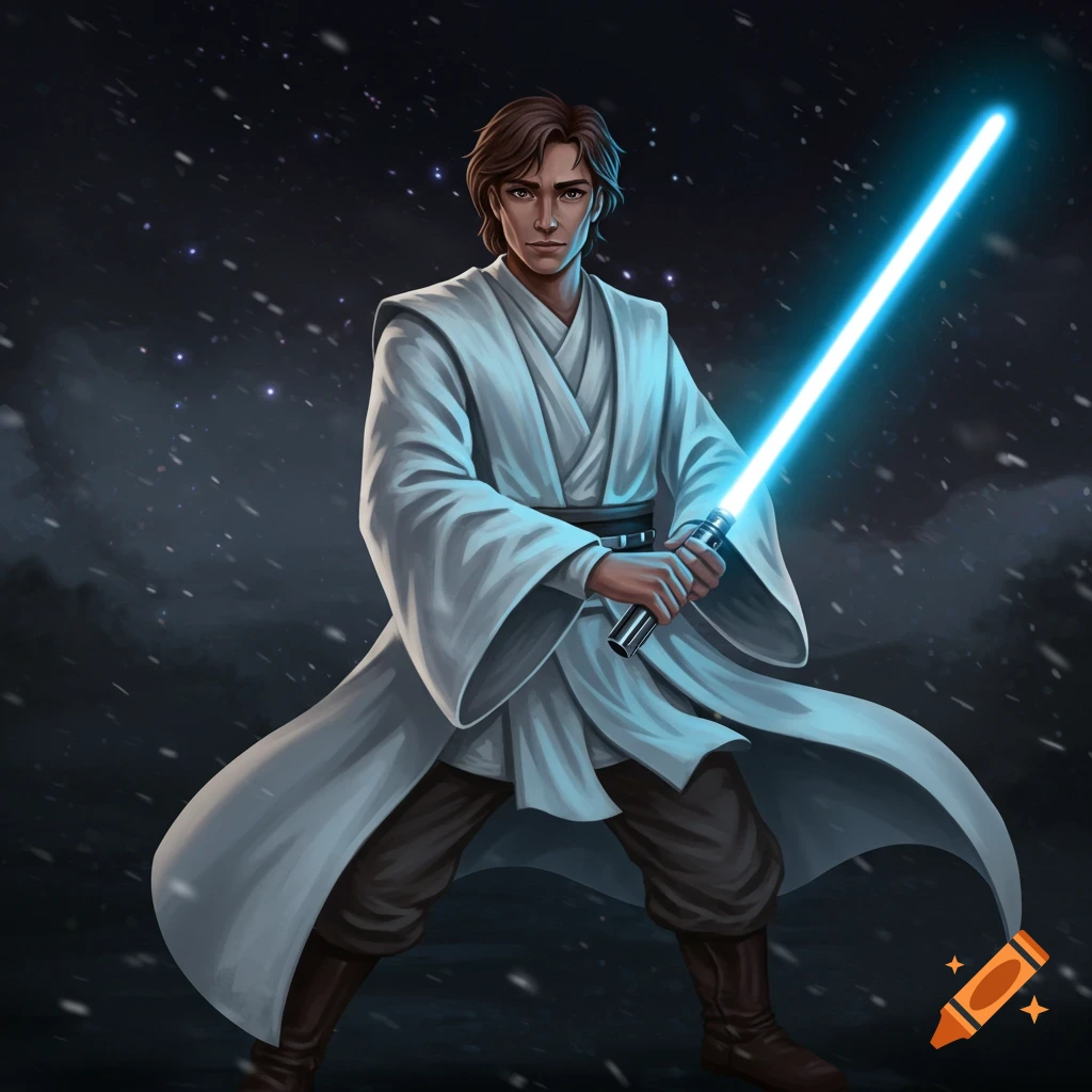 Tupac Shakur dressed as a Jedi holding a purple lightsaber on Craiyon