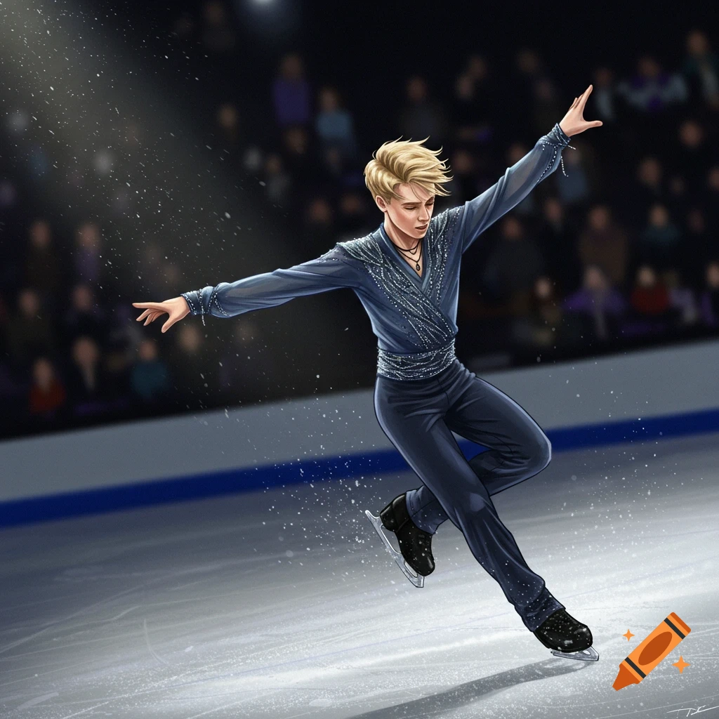Blonde male figure skater on Craiyon