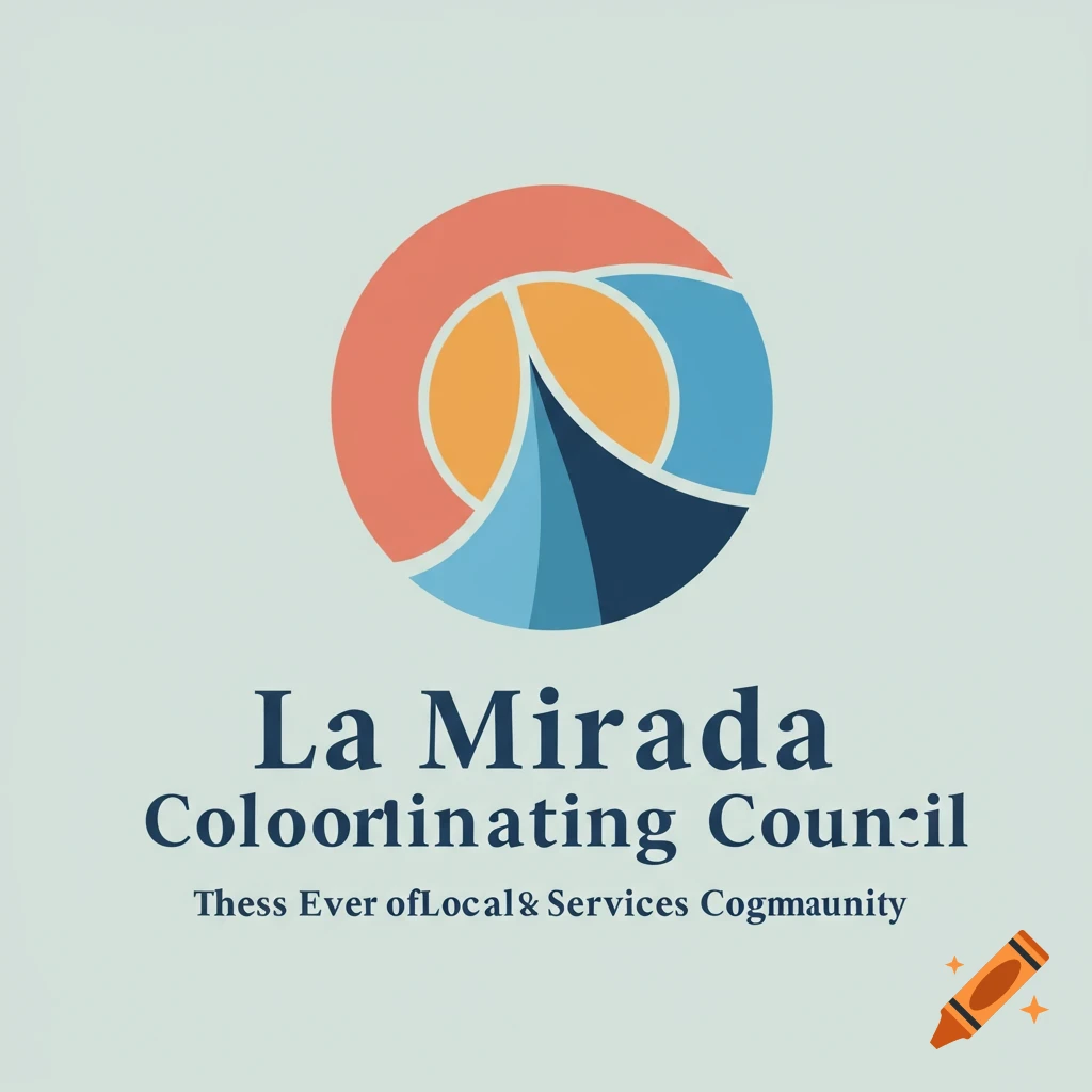 La Mirada Coordinating Council logo in pastel colors on Craiyon