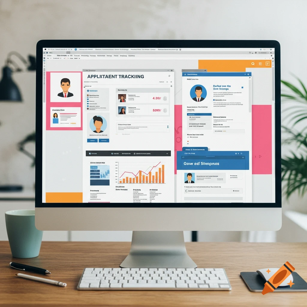 Applicant tracking system on a computer screen on Craiyon