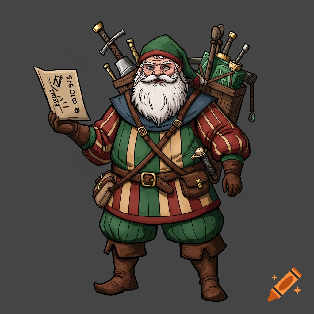 DND character resembling a medieval Santa on Craiyon