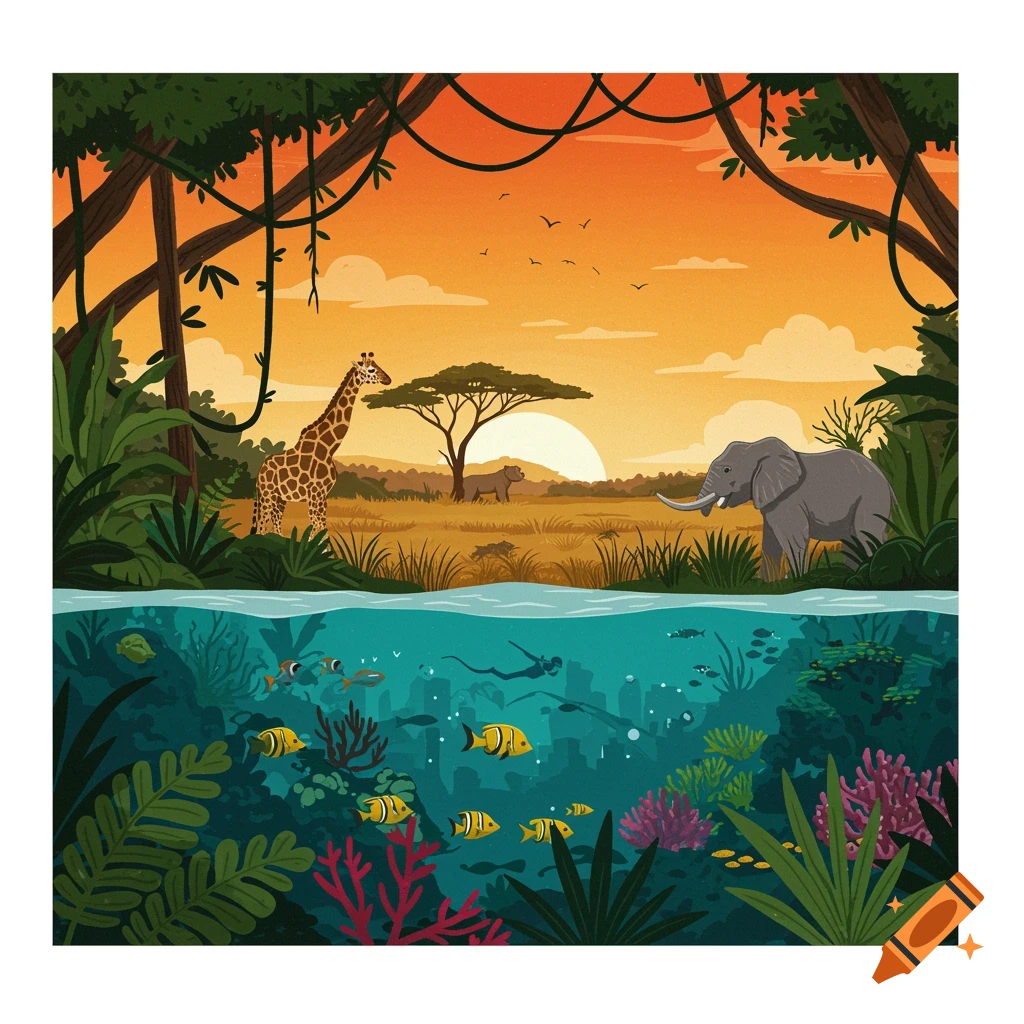 Zoo poster ideas with jungle, savanna, underwater, and city themes on ...