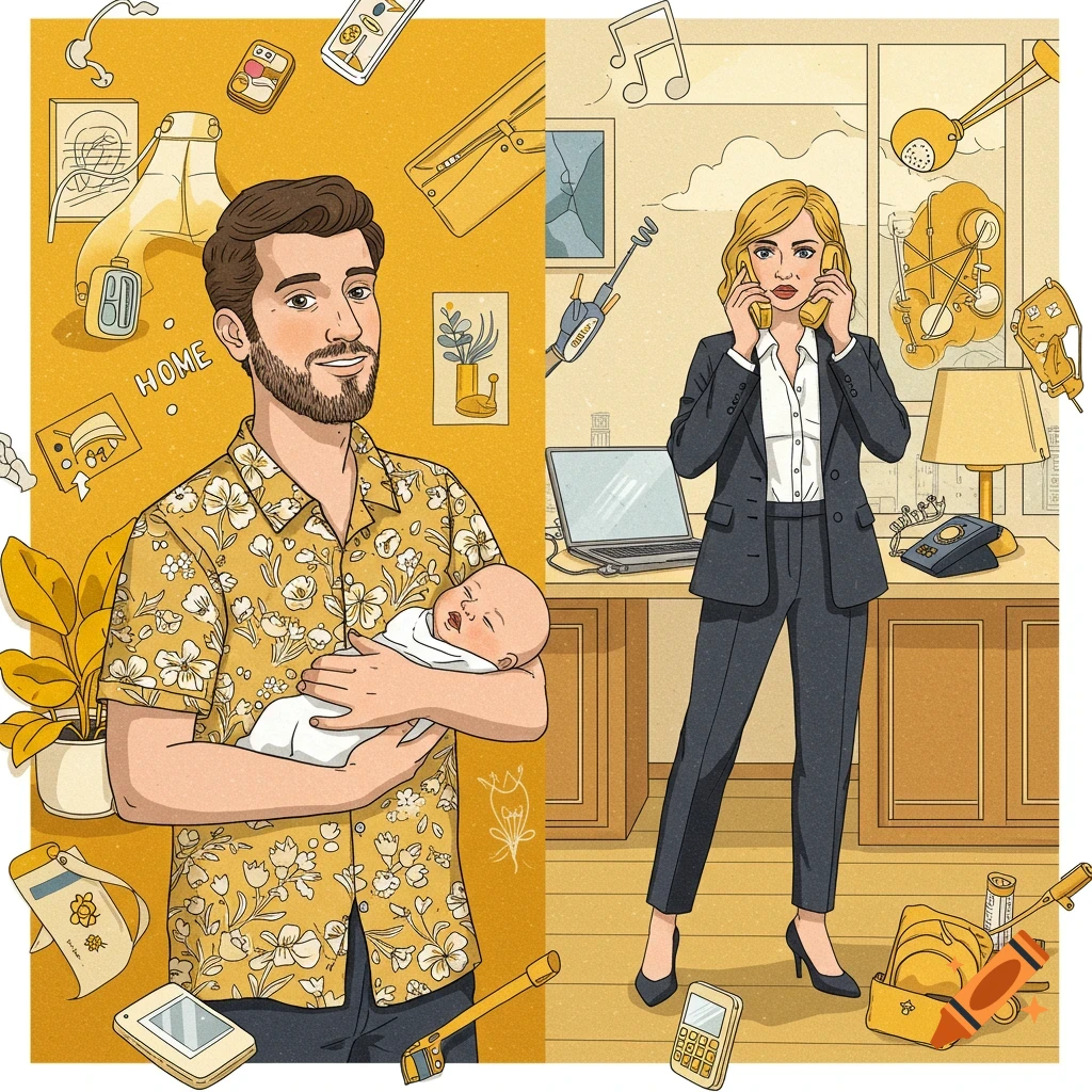 Wife and husband gender role reversal on Craiyon