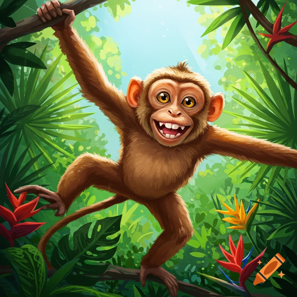 Two cartoon monkeys with dreadlocks in a lush green jungle. on Craiyon