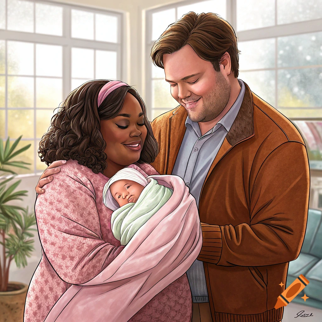 JD Vance and Lizzo holding their baby on Craiyon