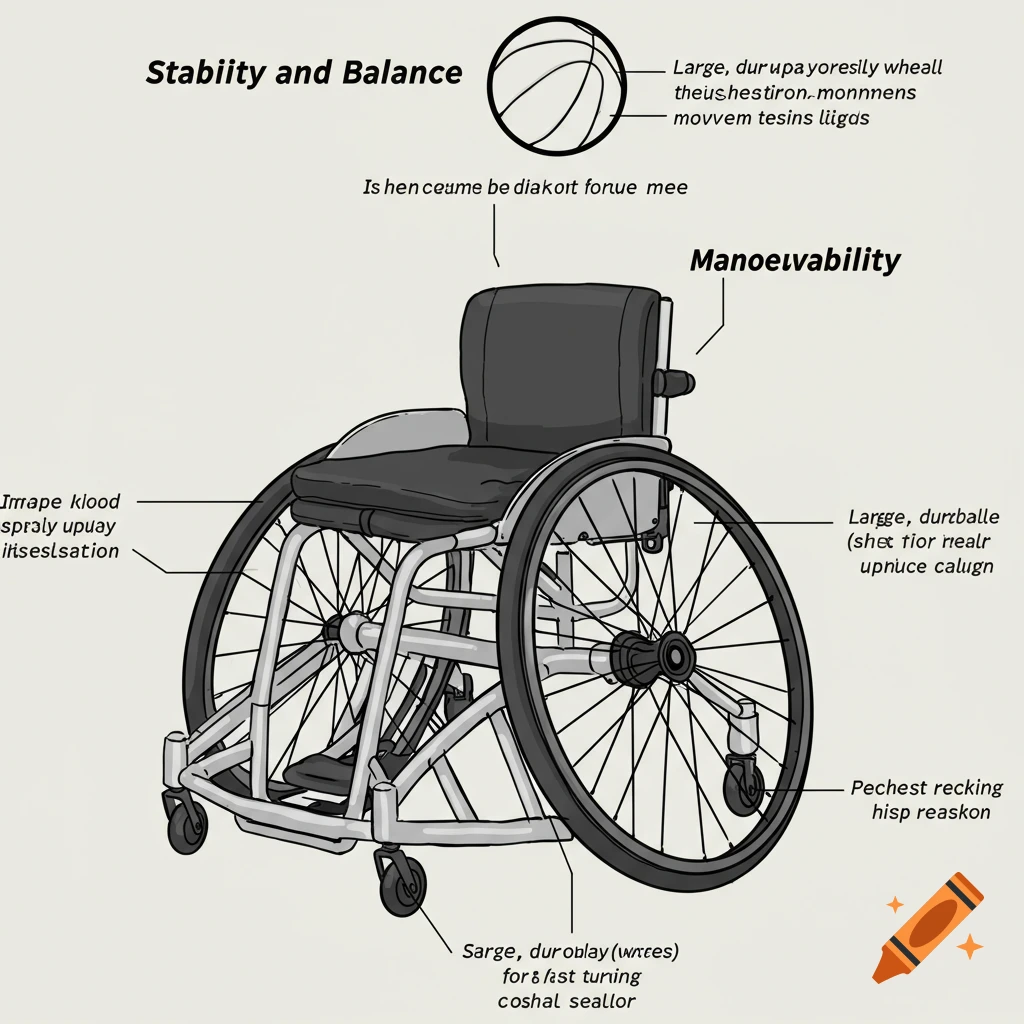 Tracable drawing of a wheelchair with stability and maneuverability ...
