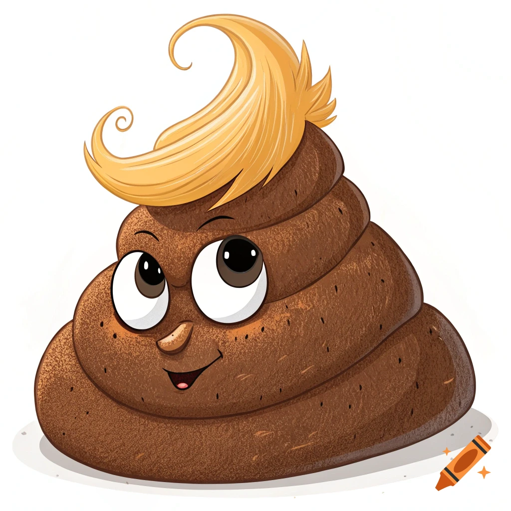 Cartoon poop character with blonde hair and big eyes on Craiyon