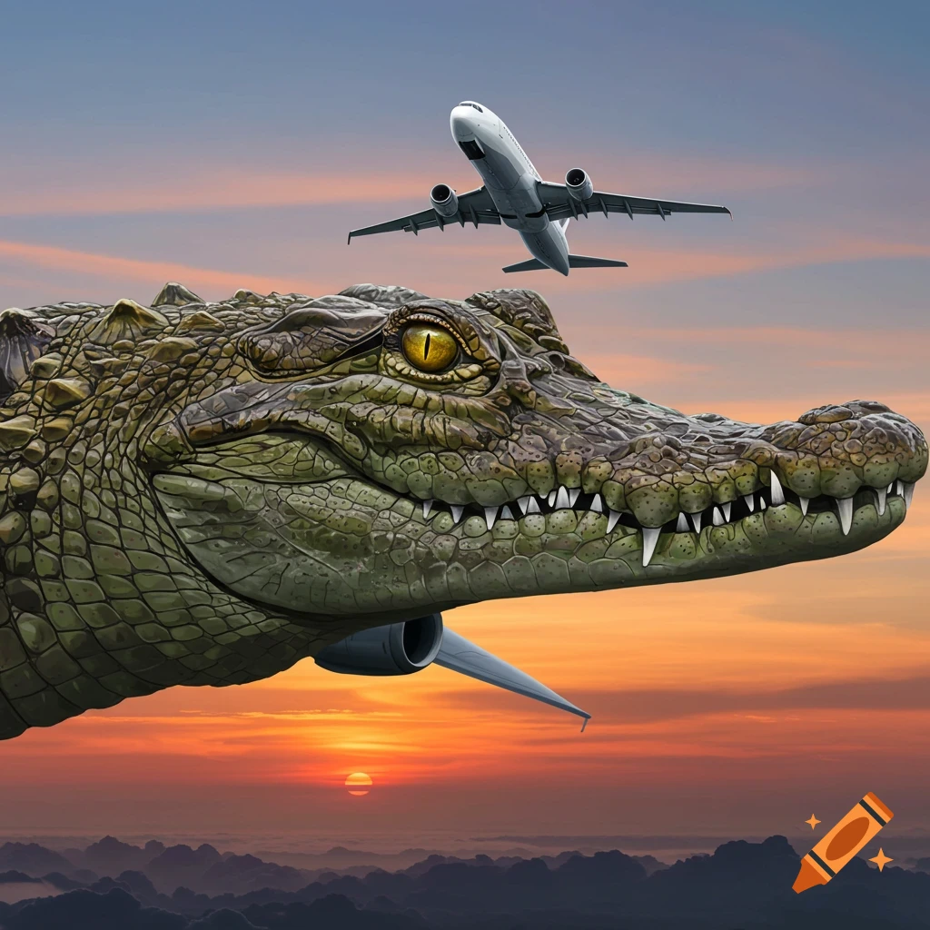 Plane with a crocodile head on Craiyon
