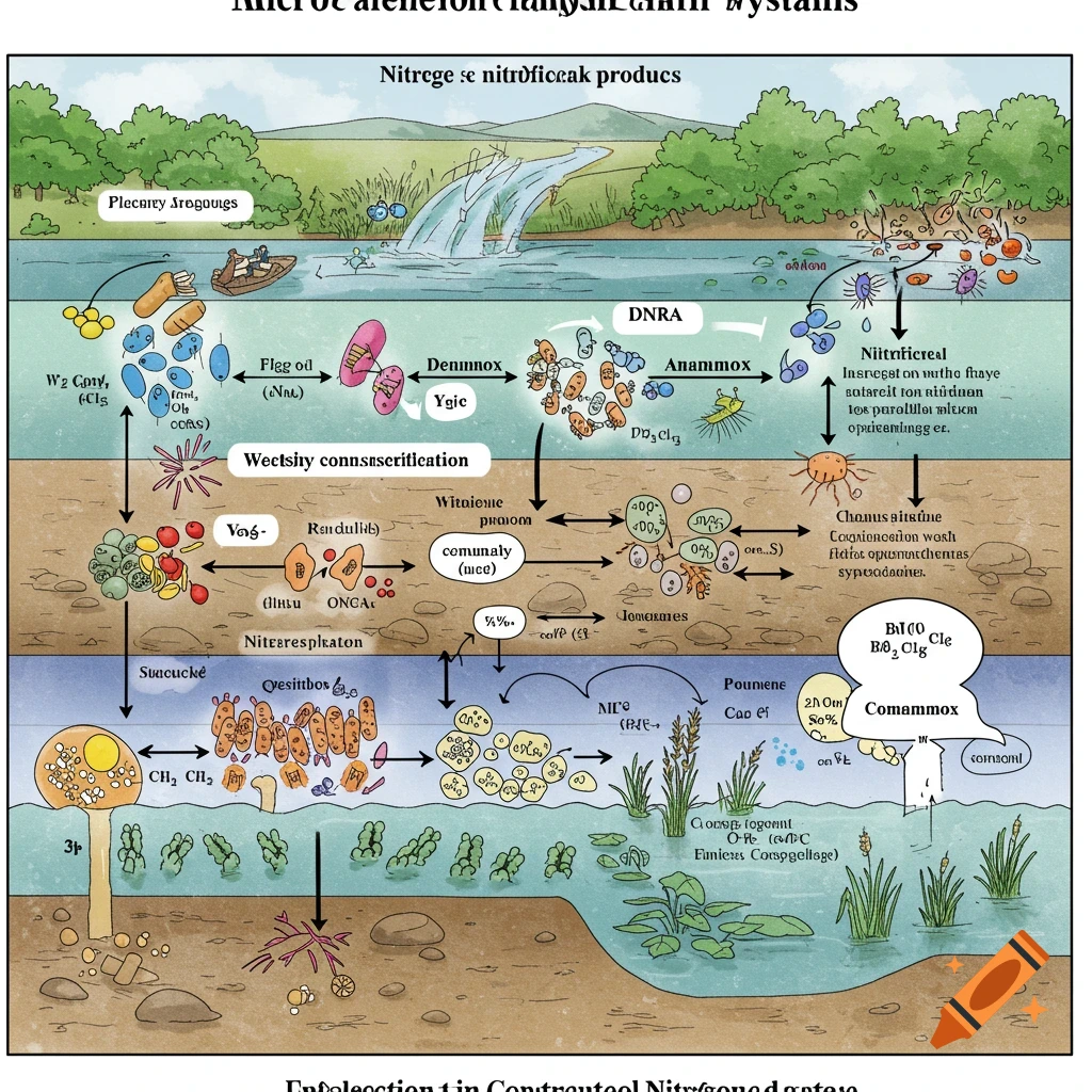 Diagram of biological microbial pathways of nitrogen removal in ...