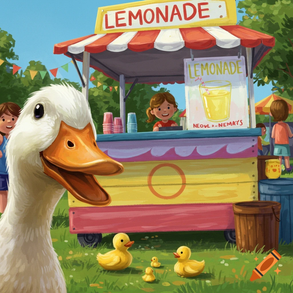 Children eating lamb chops hanging upside down from an awning on Craiyon
