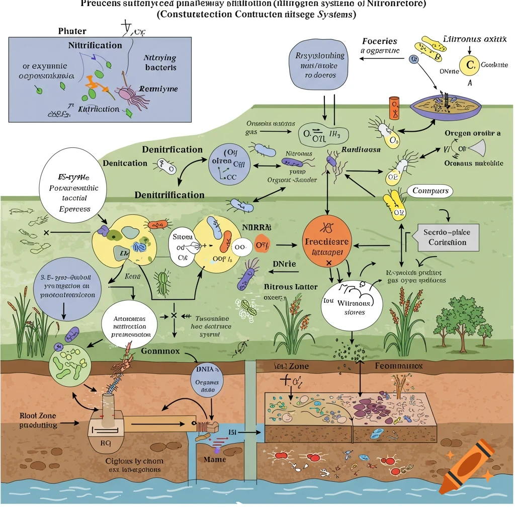 Diagram of biological microbial pathways of nitrogen removal in ...