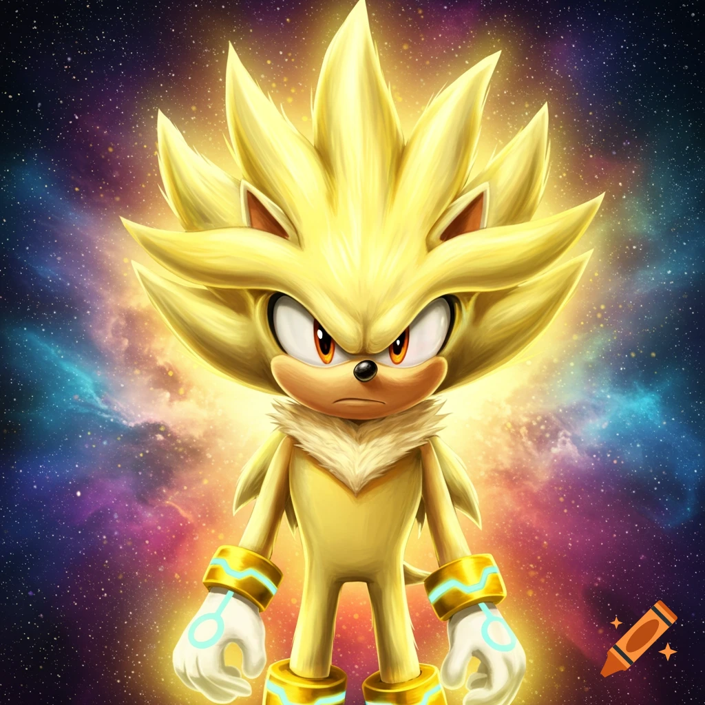 Super Silver from Sonic the Hedgehog stands in front of a galaxy ...