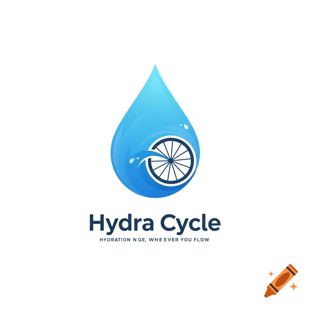 Hydra Cycle logo with motto "Hydration on the go, wherever you flow" on ...